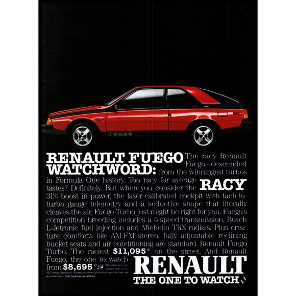 Renault | Art | 983 Renault Fuego 2 Door Hatchback Vintage Print Ad ...